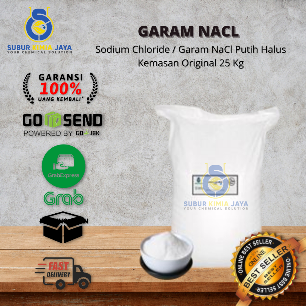 Jual Garam NaCl Putih Halus / Sodium Chloride 25 Kg Khusus Kurir ...