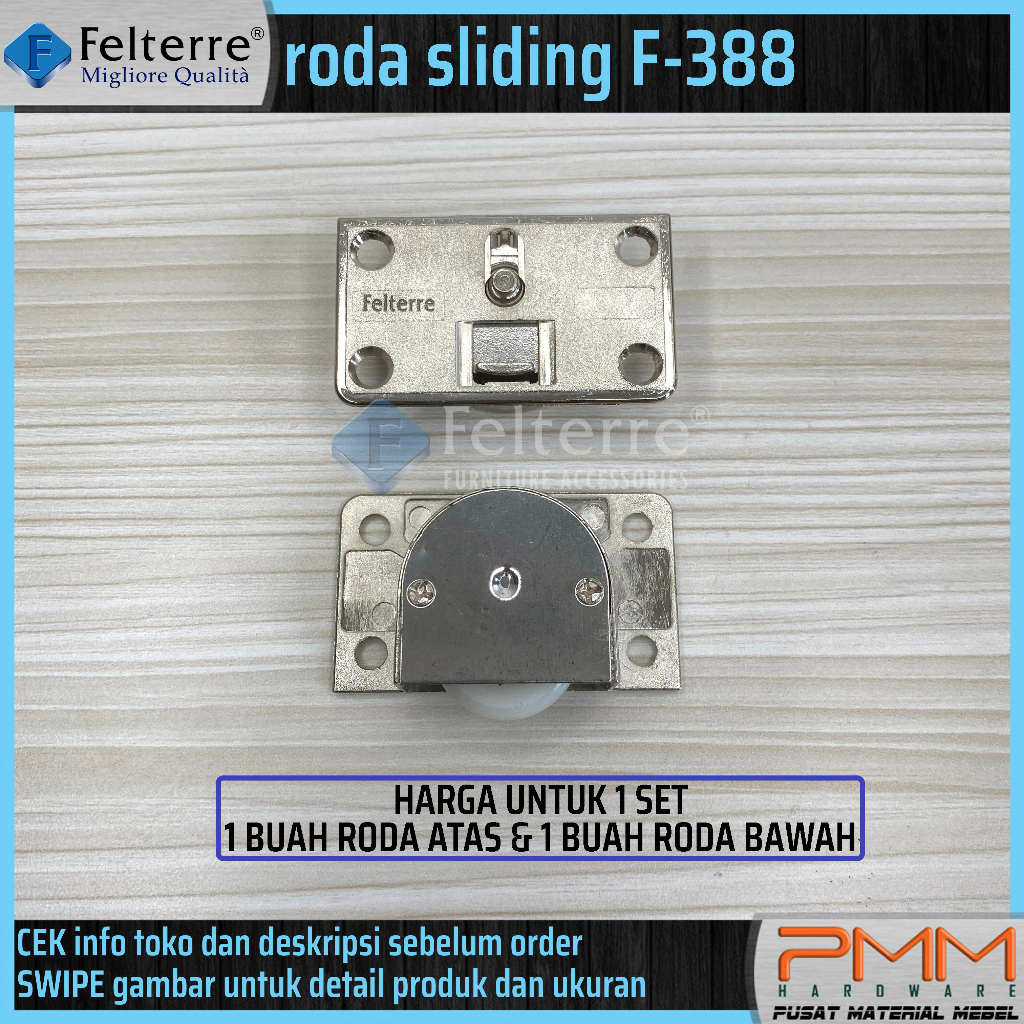 Jual roda sliding F 388 FELTERRE | rel atas bawah geser pintu lemari SD ...