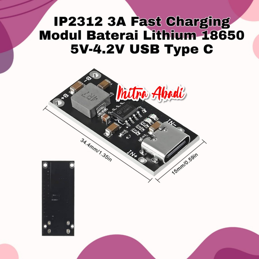 Jual IP2312 3A Fast Charging Modul Baterai Lithium 18650 5V-4.2V USB Type C | Shopee Indonesia