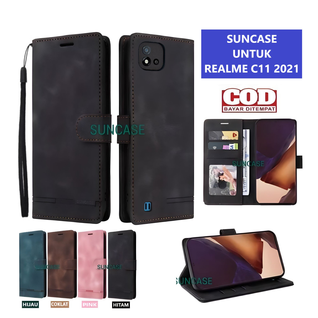 Jual Casing REALME C11 2021 model flip buka tutup case kulit ada tempat ...