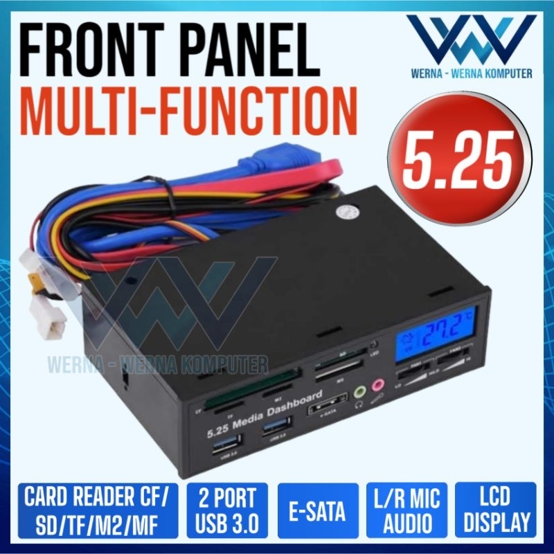 Jual Front Panel Media Dashboard 5,25" USB 3.0 CARD READER ESATA FAN L ...
