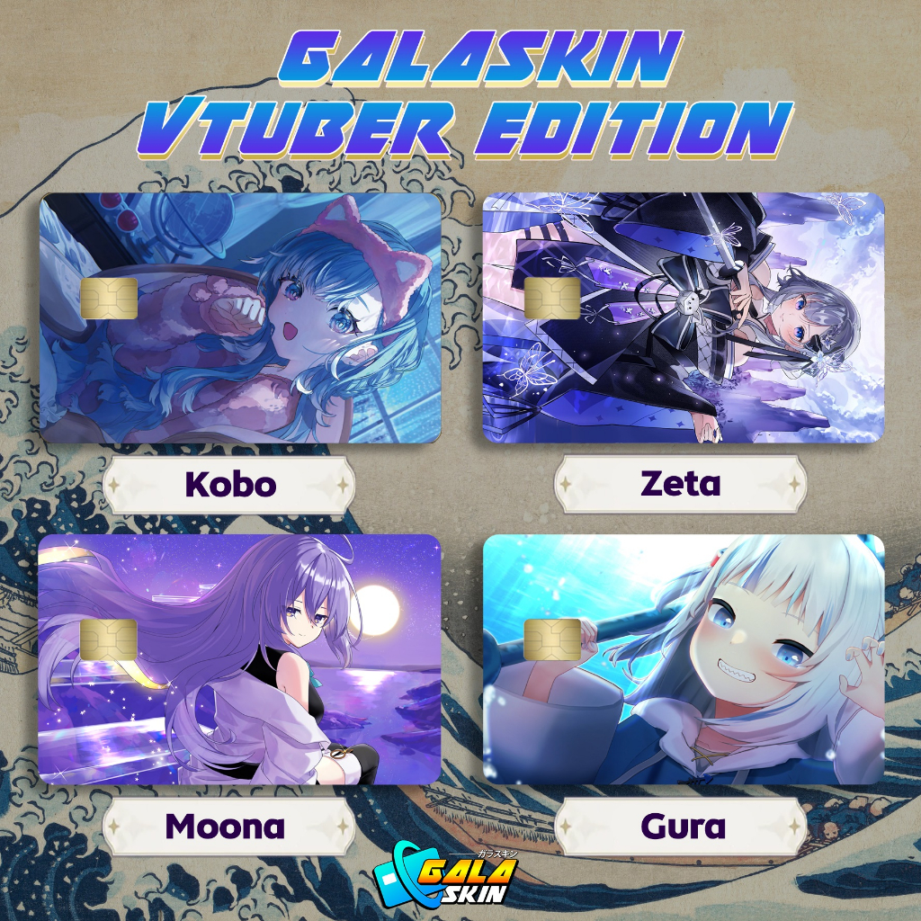 Jual Stiker Sticker Skin Kartu Atm Hololive VTuber Kobo Zeta Moona Gawr ...