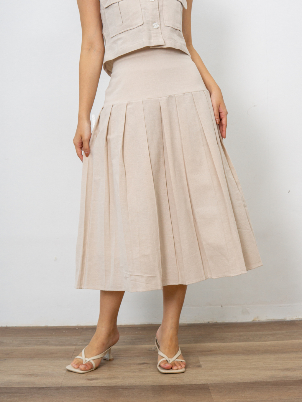 Jual CLARINI - Rok Midi Linen - June Linen Skirt | Shopee Indonesia