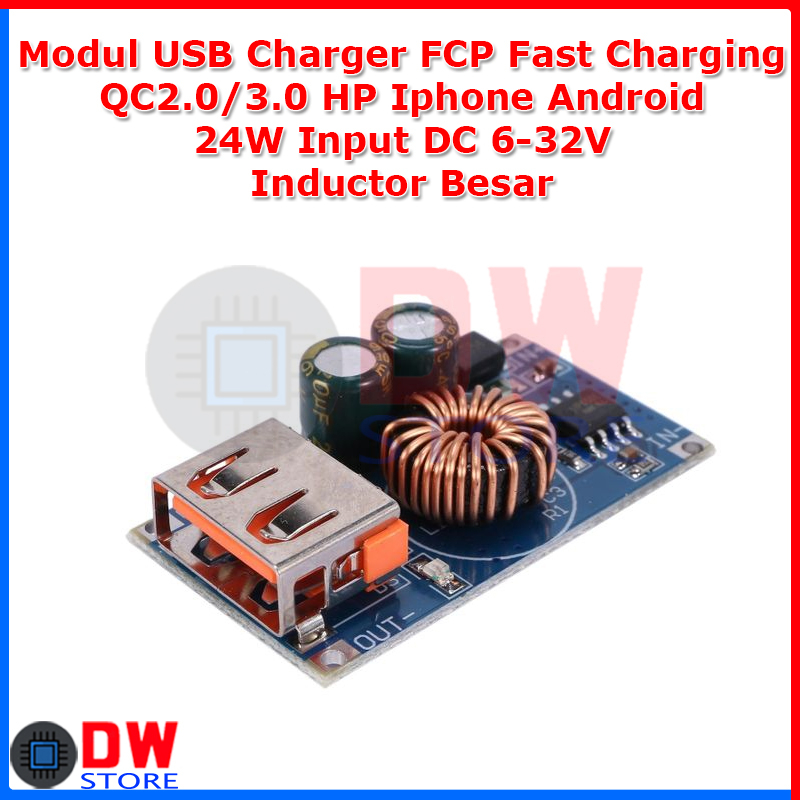 Jual Modul USB Charger FCP Fast Charging QC2.0/3.0 24W Inductor Besar ...