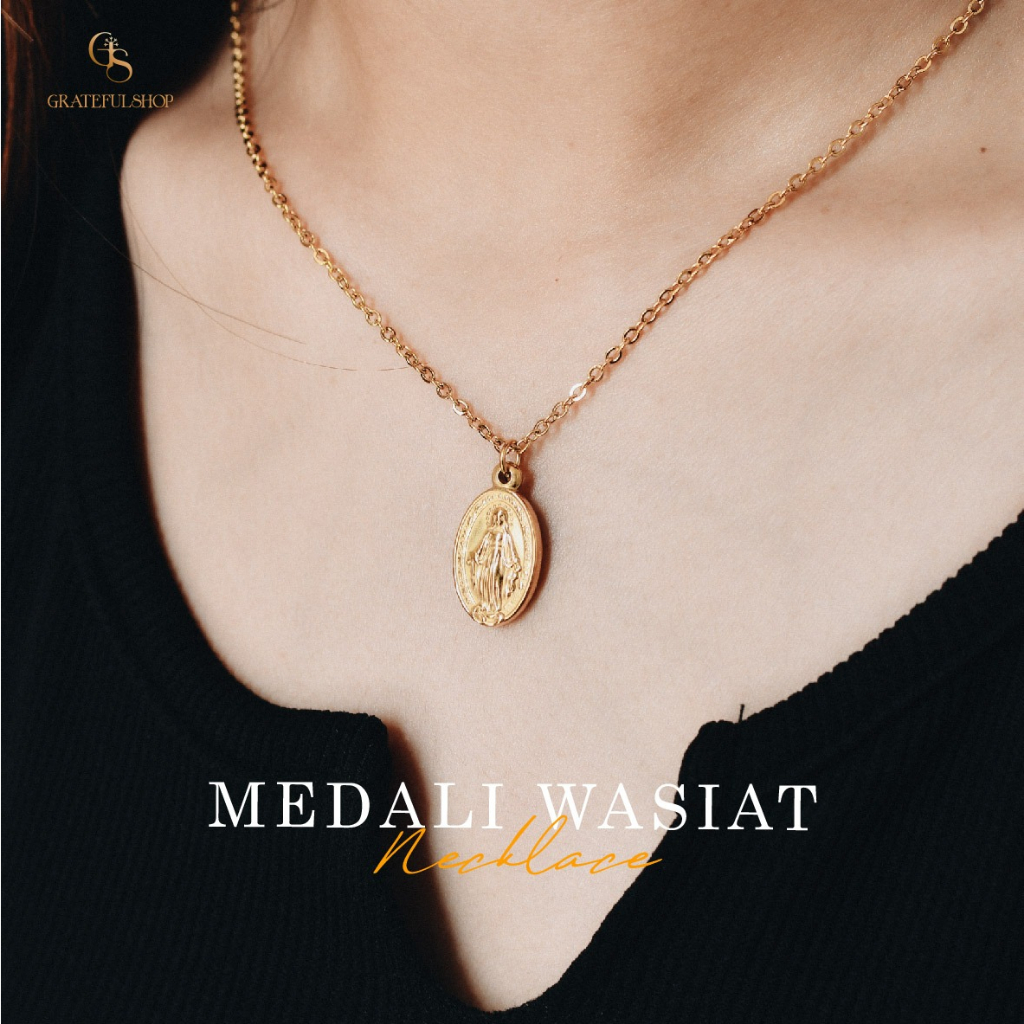 Jual Grateful - Kalung Medali Wasiat Bunda Maria Gold Aksesoris Rohani Kristen Katolik | Shopee ...