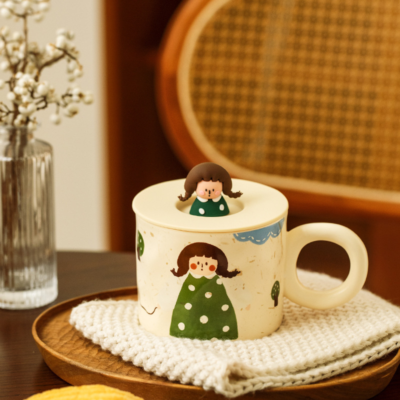 Jual CARTOON SERIES/Korean Mug/Cute Cartoon Mug With Lid/Cangkir Korea ...