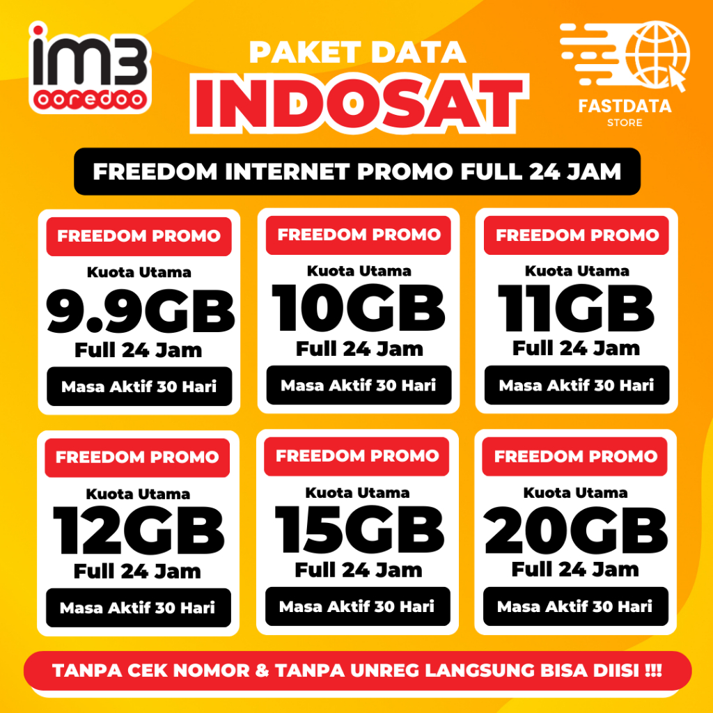 Jual PAKET DATA INDOSAT FREEDOM INTERNET PROMO FULL 24 JAM SUPER MURAH ...