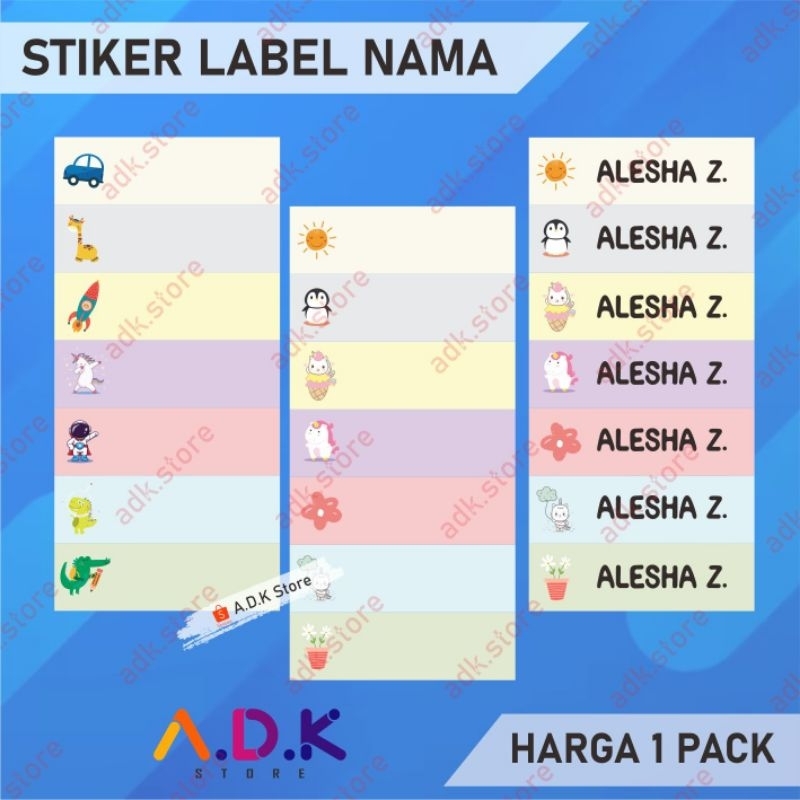 Jual [1 PACK] STIKER LABEL NAMA ANAK | STIKER LABEL ALAT TULIS | Shopee ...