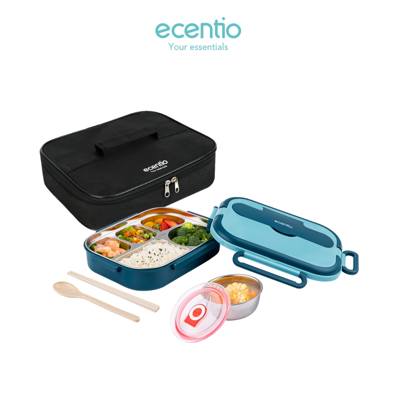 Jual ecentio lunch box set 5 Grid stainless steel 304 1000ml kotak ...