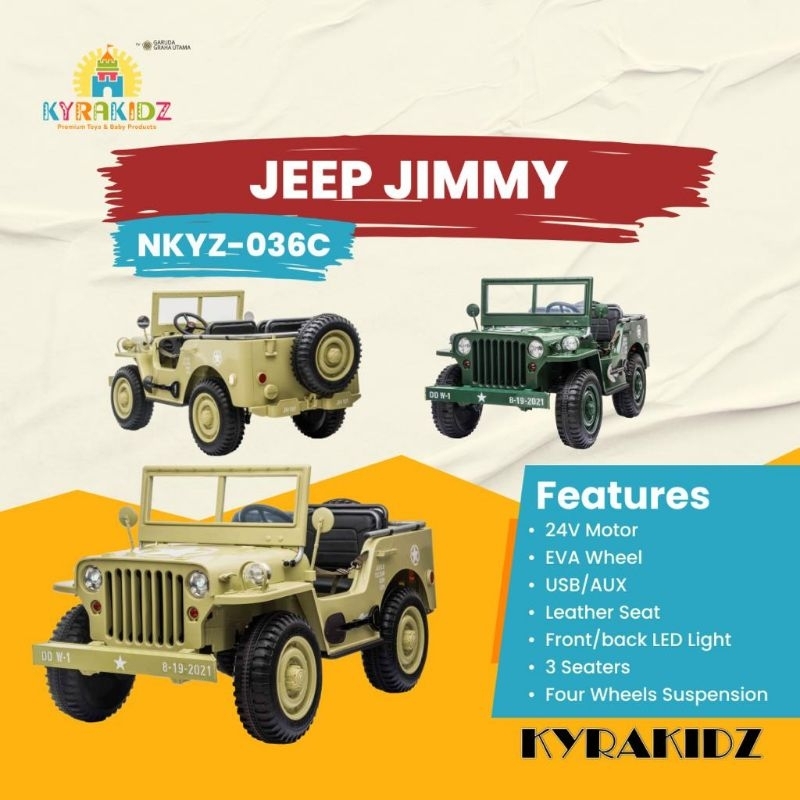 Jual Mobil aki anak JEEP JIMMY Heavy Duty KYRAKIDZ 24V | Shopee Indonesia