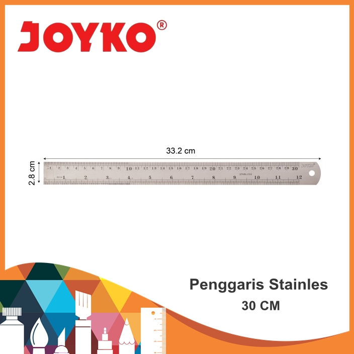 Jual Joyko Penggaris Besi 30cm / Penggaris Besi / Ruler Stainless ...