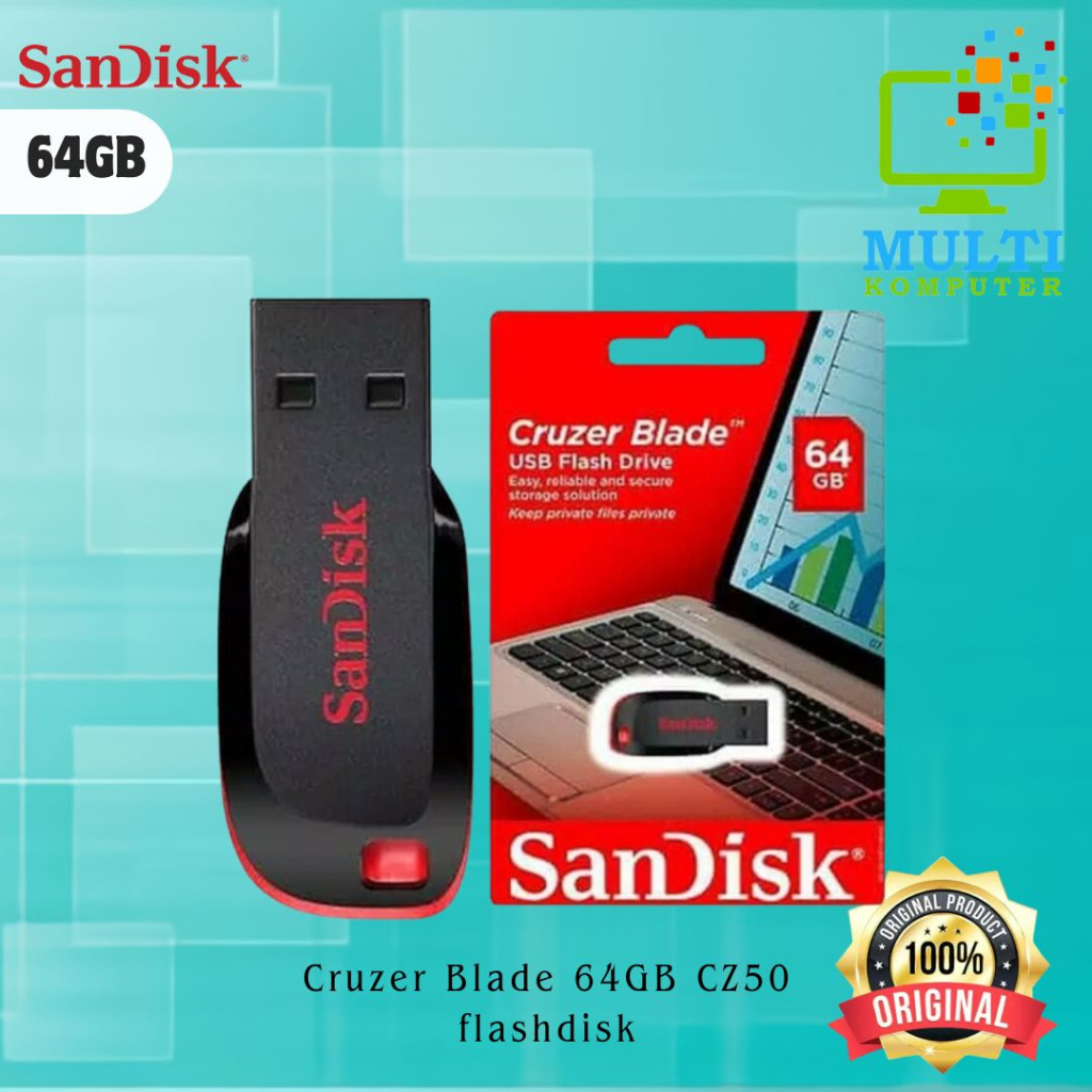 Jual SanDisk Cruzer Blade 64GB CZ50 flashdisk - Garansi Resmi | Shopee Indonesia