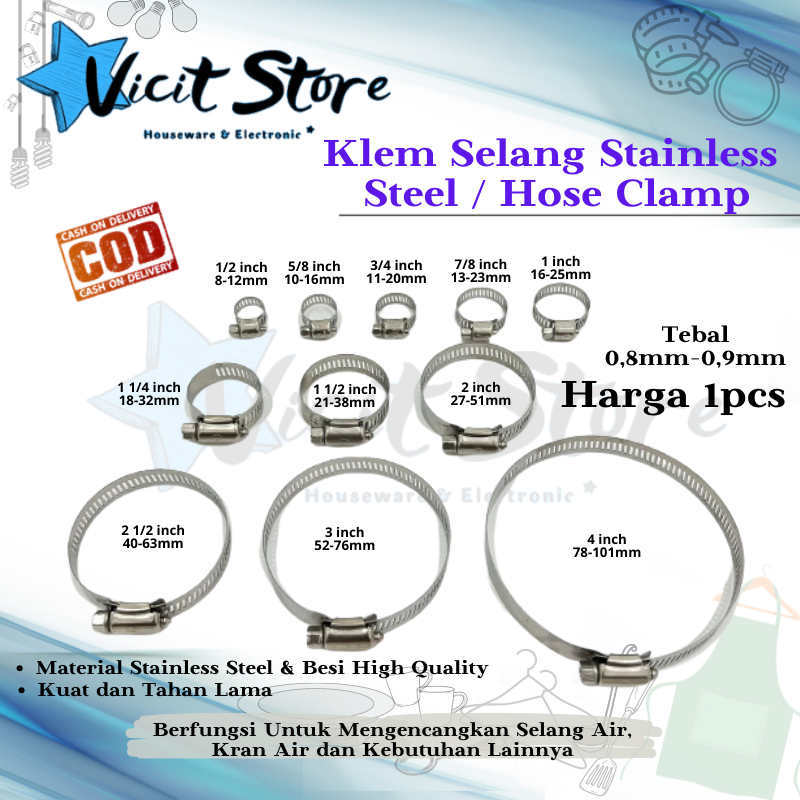 Jual Klem Selang Stainless Steel / Hose Clamp Stainless Tebal Ukuran 1 ...