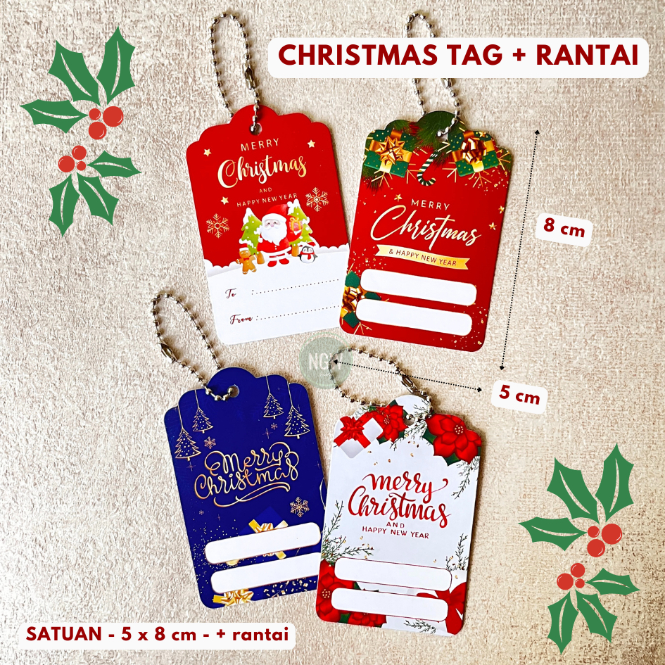 Jual Kartu tag xmas merry christmas natal + rantai set satuan ecer ...