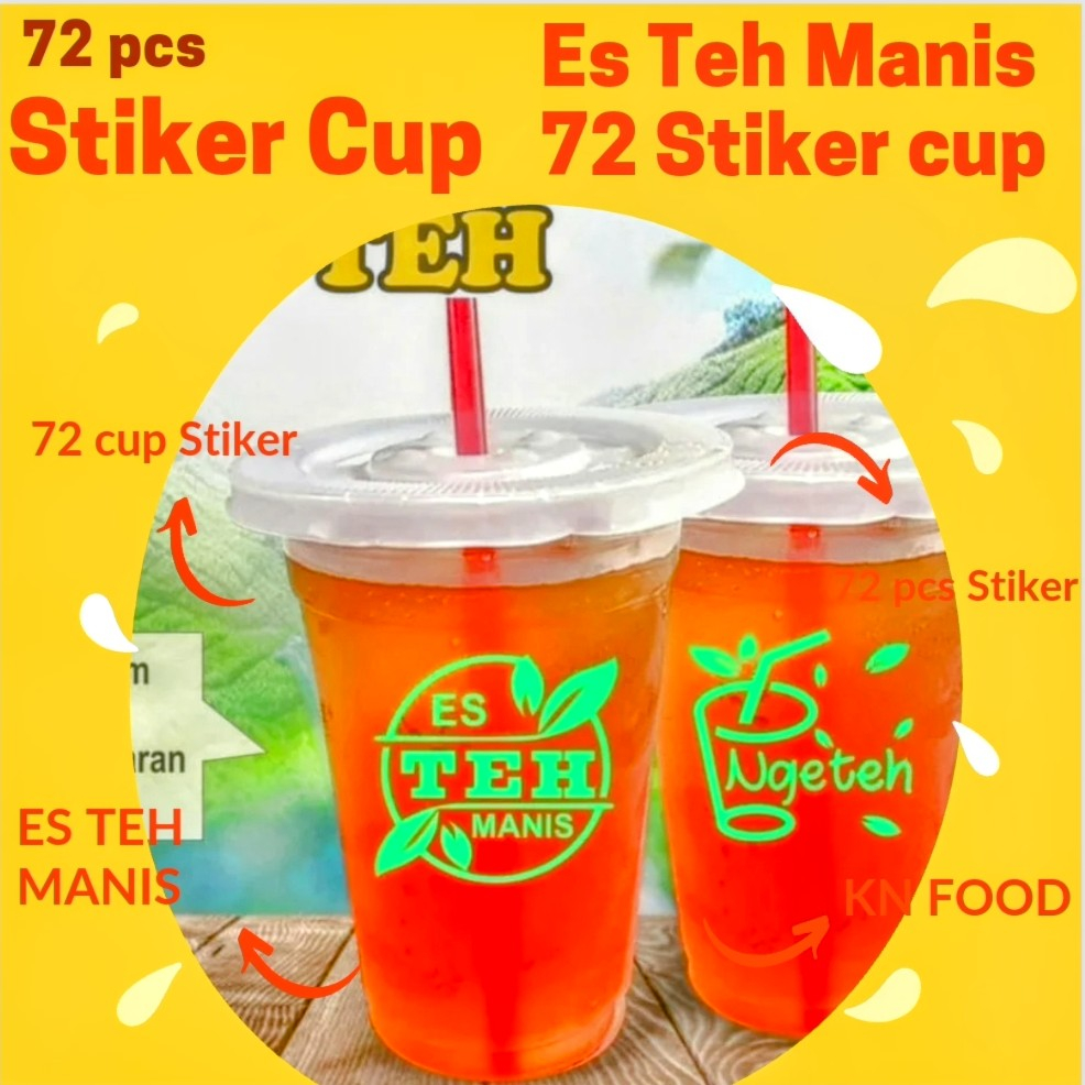 Jual Stiker label transparan cup es teh Manis 72 pcs stiker es teh ...
