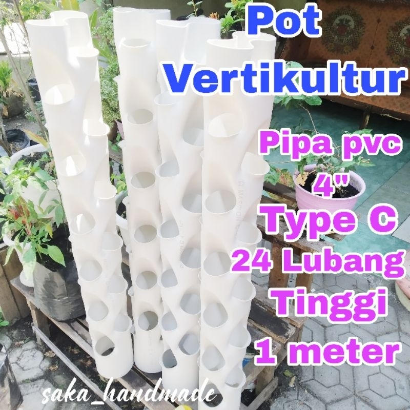 Jual POT VERTIKULTUR PIPA PVC 4" TINGGI 1m LUBANG 24 | Shopee Indonesia