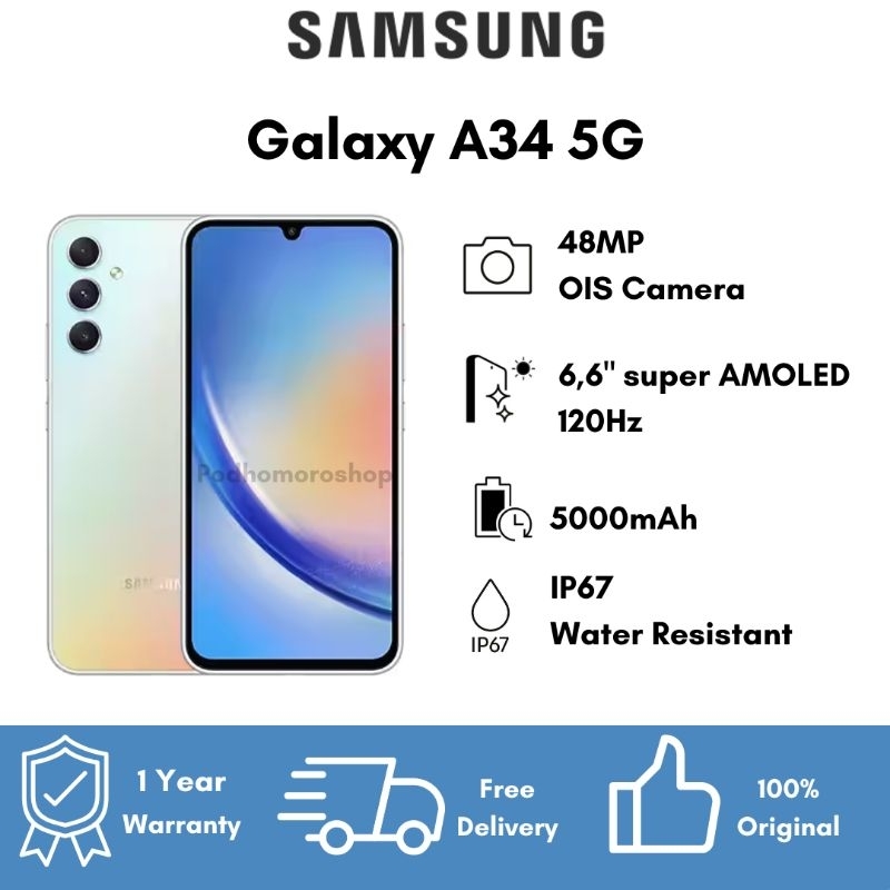 Jual Samsung Galaxy A34 5G 8/256GB - Awesome Silver | Shopee Indonesia