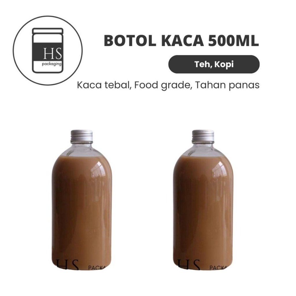 Jual HS PACKAGING - Botol Kopi Susu Kaca 500ml | Shopee Indonesia