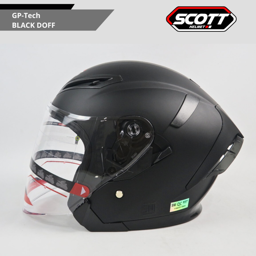 Jual Scott - Helm Half Face Dewasa GP-Tech / Black Doff | Shopee Indonesia