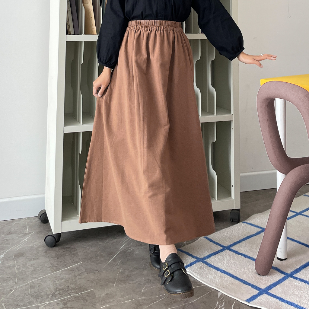 Jual YURI FLARE SKIRT / ROK LINEN KOREA / KOREAN SKIRT | Shopee Indonesia