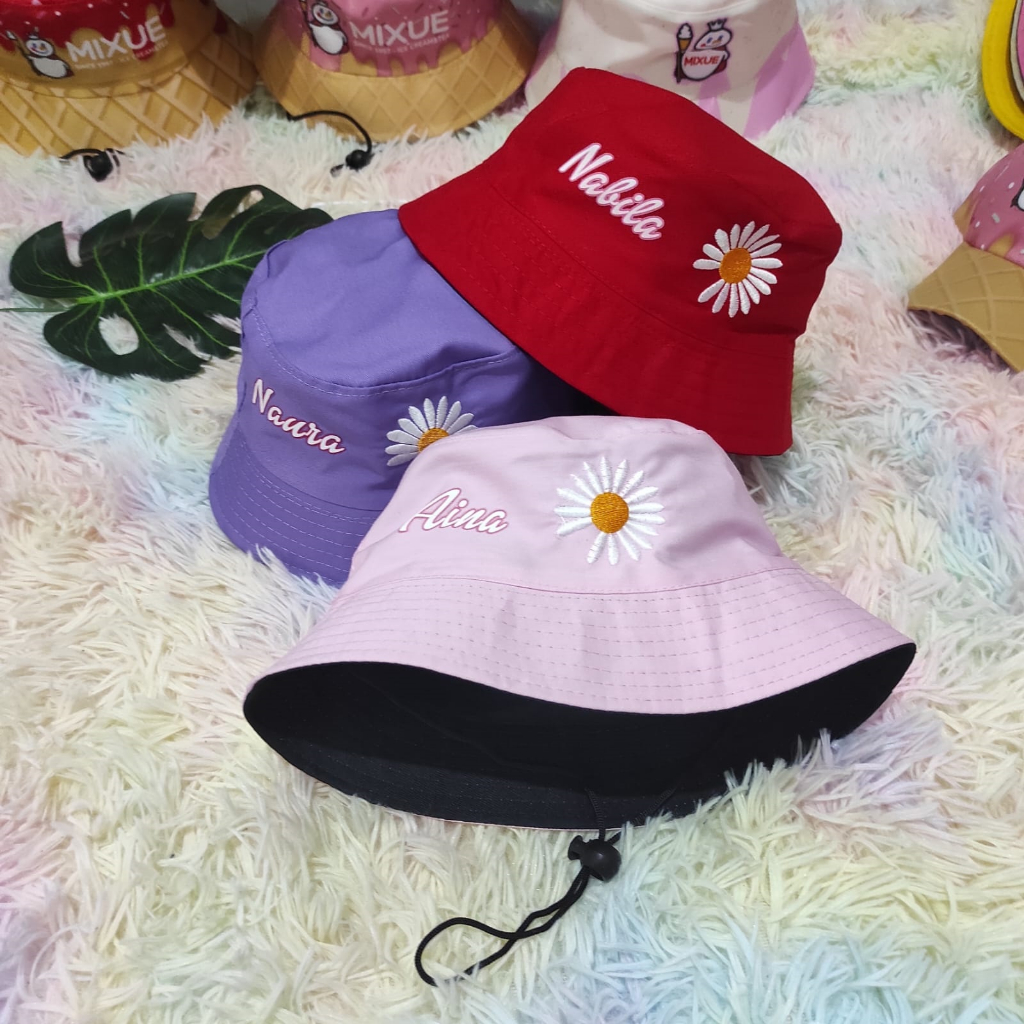 Jual Sablon Nama | Topi bucket anak perempuan bunga daisy Topi bucket ...