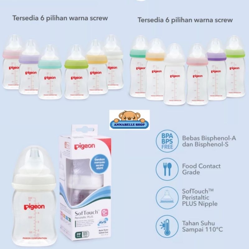 Jual Pigeon Botol Peristaltic Plus 160ml 240ml 330ml Wide Neck with box | botol bayi leher lebar ...