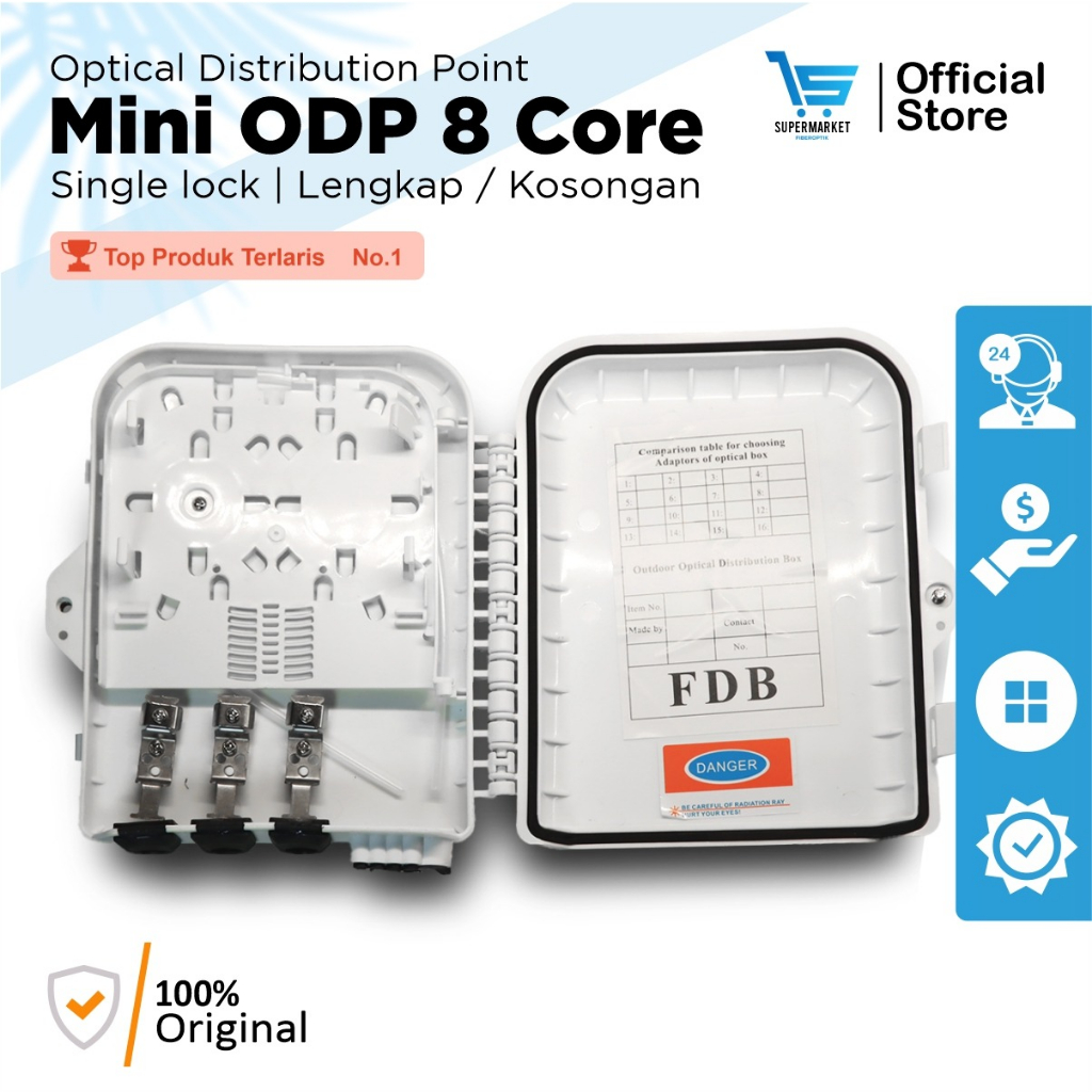 Jual ODP 8 Core Splitter BOX Single Lock - ODP Pole 8 Core Lengkap Splitter Box 1 : 8 Fee Klem ...