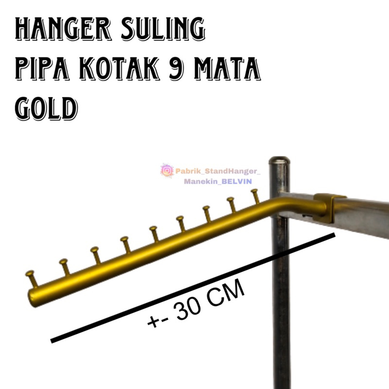 Jual Hanger Suling Pipa Kotak 9 Titik Gold | Gantungan Suling Baju ...