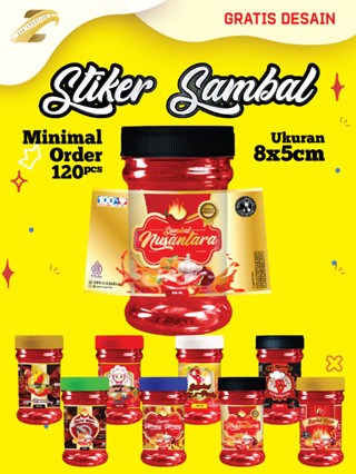 Jual Cetak Stiker Sambal Label Toples Botol Kemasan 150 gram Bisa ...