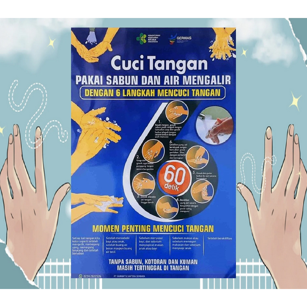 Poster Cuci Tangan Pakai Sabun Dan Air Mengalir Gif Contoh Poster Riset ...