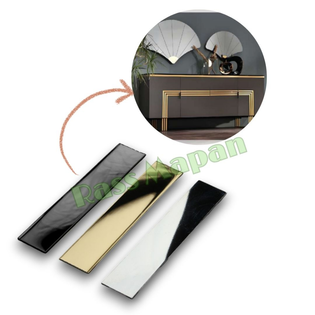 Jual List Lis Plat Strip Mirror Gold 15mm Panjang 3 Meter | Shopee ...