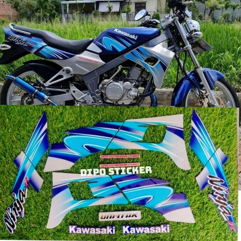 Jual Stiker striping ninja R kis 2002 biru laminasi glosy | Shopee ...