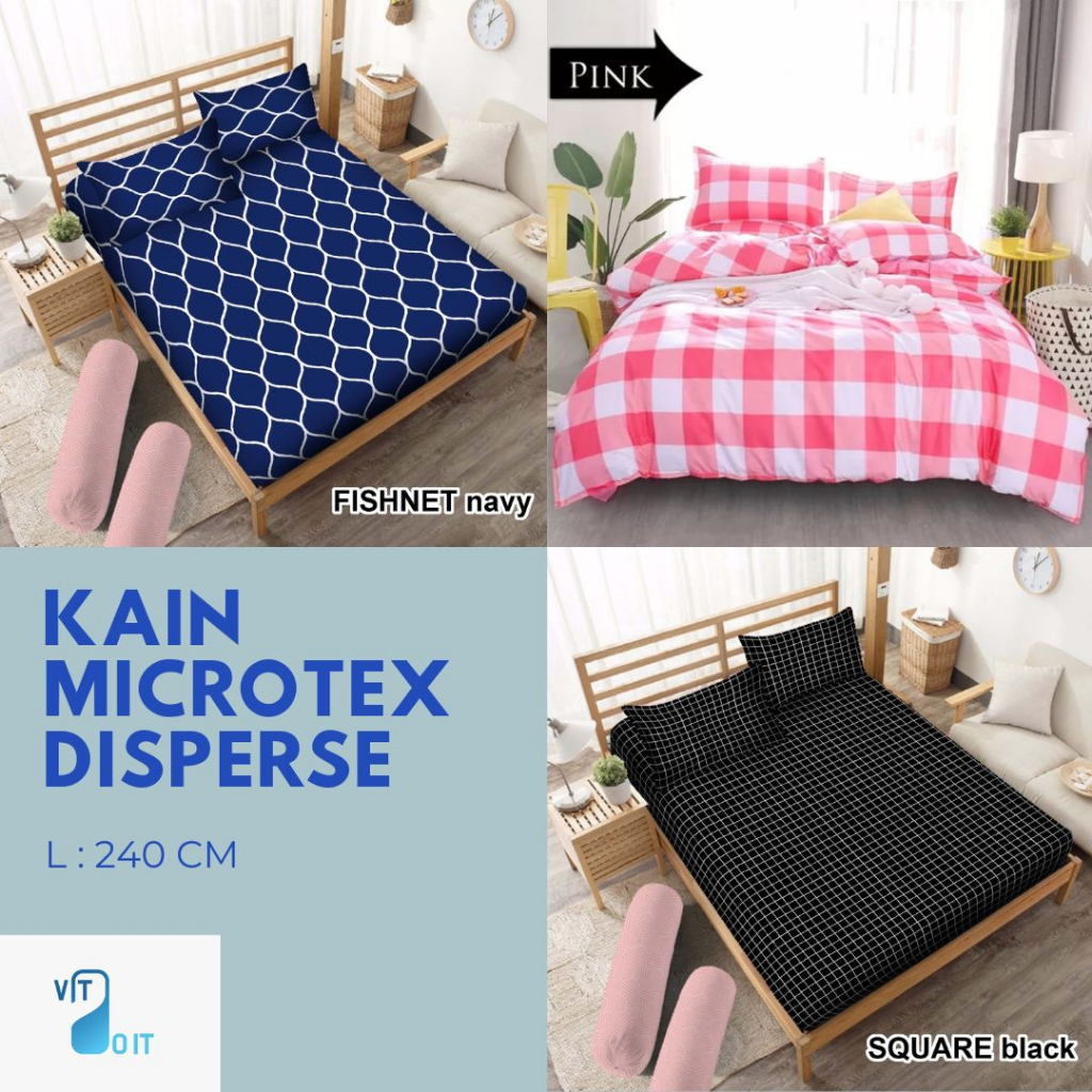 Jual Kain Meteran Microtex Disperse Sprei Polymicro Motif Kotak / Emily ...