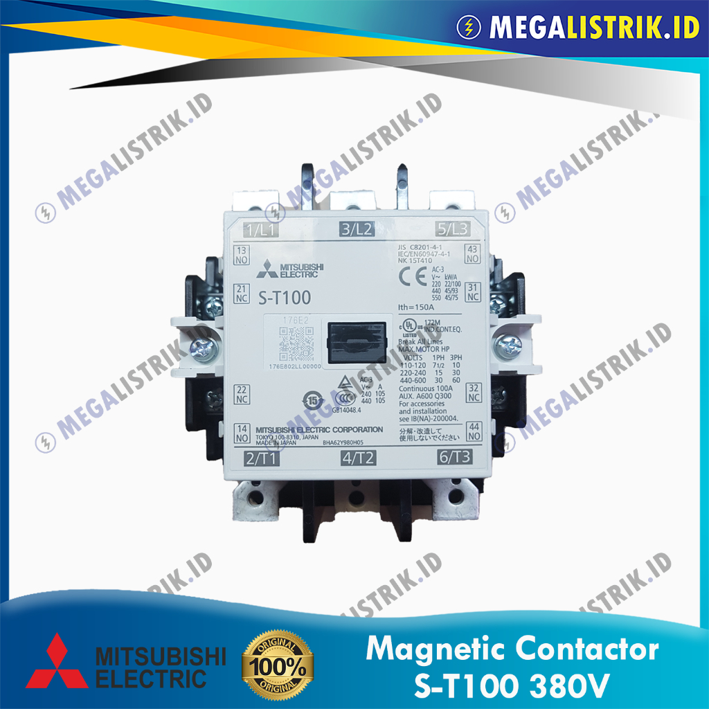 Jual MITSUBISHI KONTAKTOR S-T100 380V AC / MAGNETIC CONTACTOR S-T 100 ...
