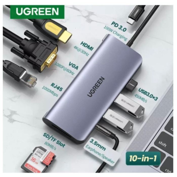 Jual Unik UGREEN Converter Adapter HUB 9 in 1 USB Type C PD HDMI 4K ...