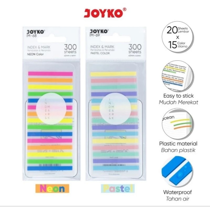 Jual Index Mark Pembatas Plastik Joyko 300 Sheets IM 68 - 69 | Shopee ...