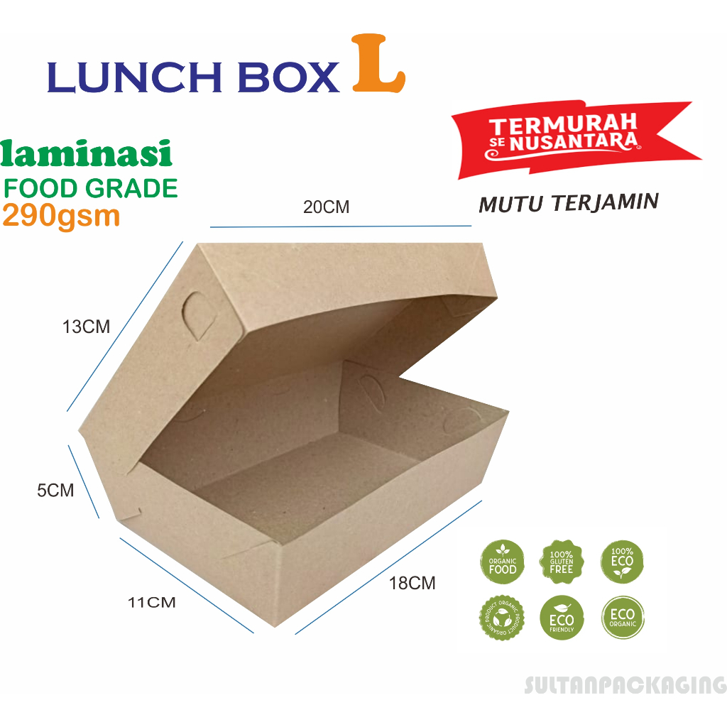 Jual LUNCH BOX SIZE L LAMINASI 290 GSM KRAFT DUS NASI AYAM GORENG KOTAK ...