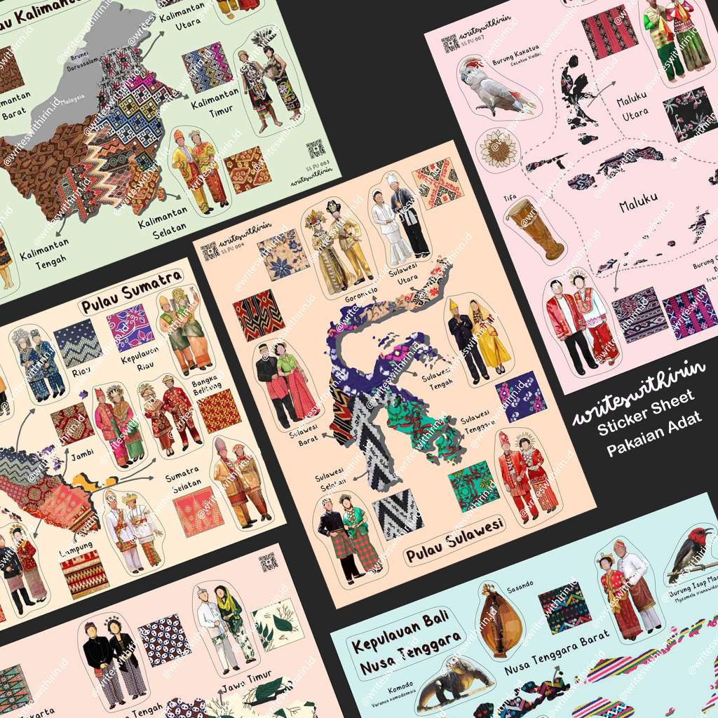Jual (writeswihirin) Sticker Sheet Pakaian Adat Pulau Indonesia Penpal ...