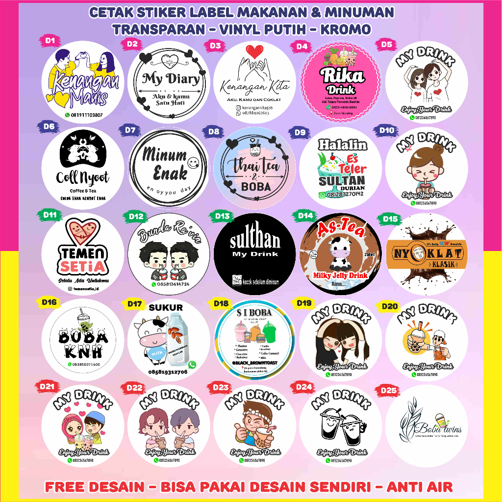 Jual Stiker Label Minuman/makanan Snack Kue Bakery Olshop Custom anti ...
