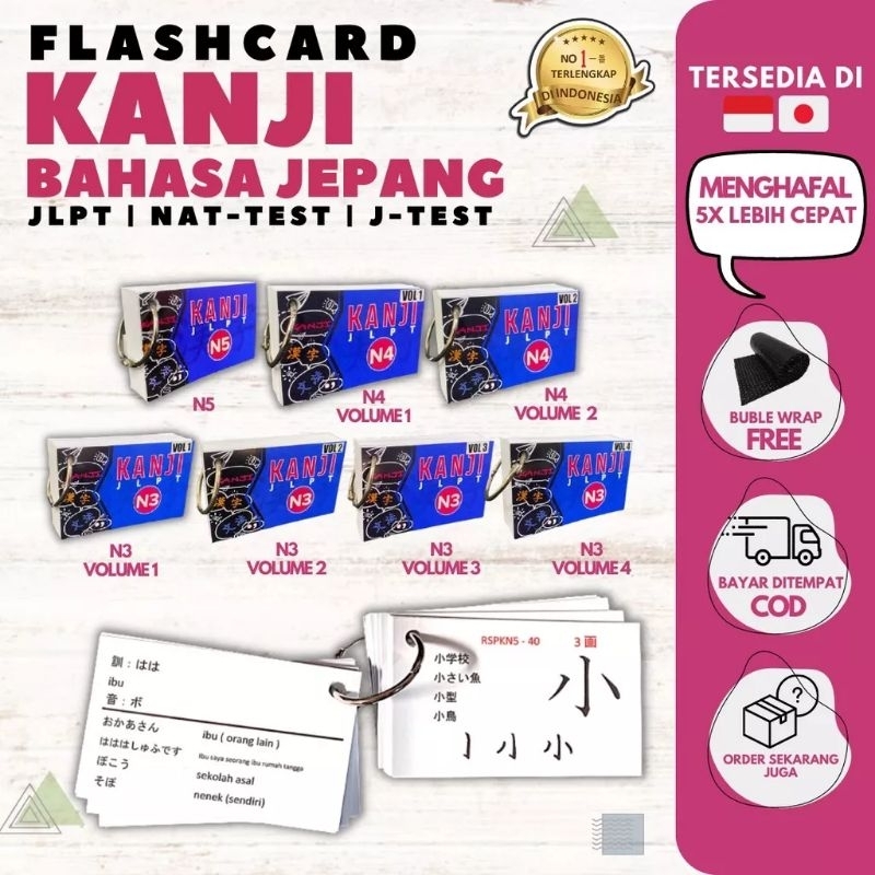 Jual Flash Cards Kanji versi Baru JLPT N5 N4 N3 N2 N1 Kartu Kanji ...