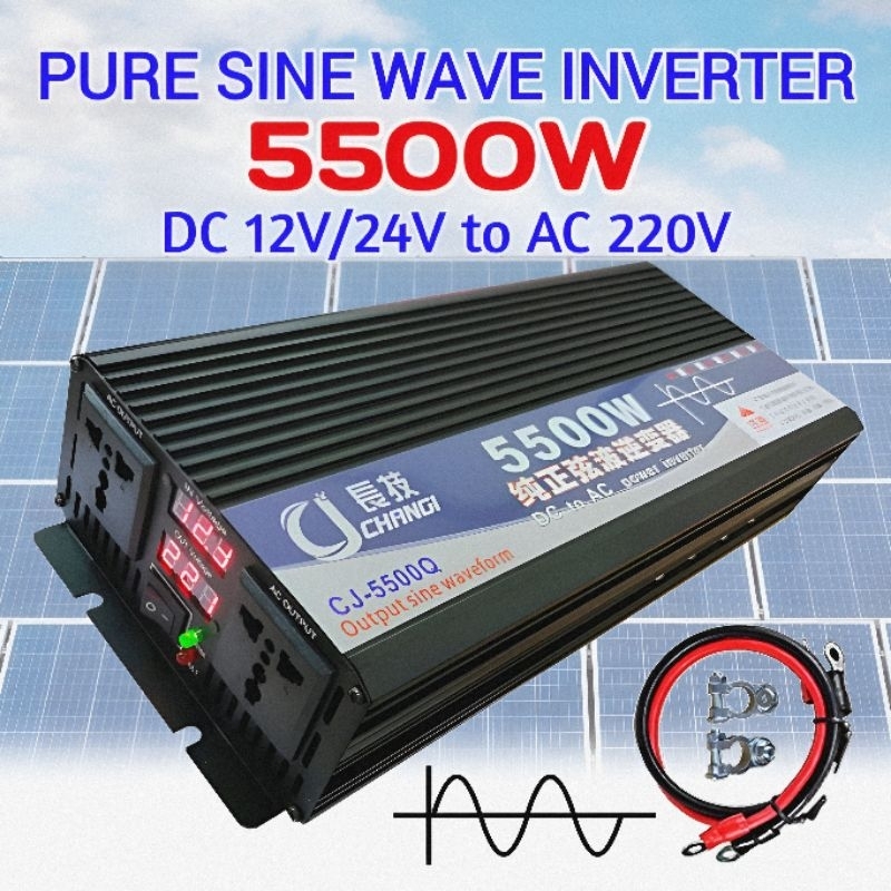 Jual Power Inverter Pure Sine Wave 5500W DC 12V ke AC 220V 5500 Watt ...