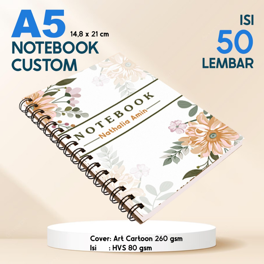 Jual Notebook custom A5/notes custom A5 21x15cm/cover depan belakang ...