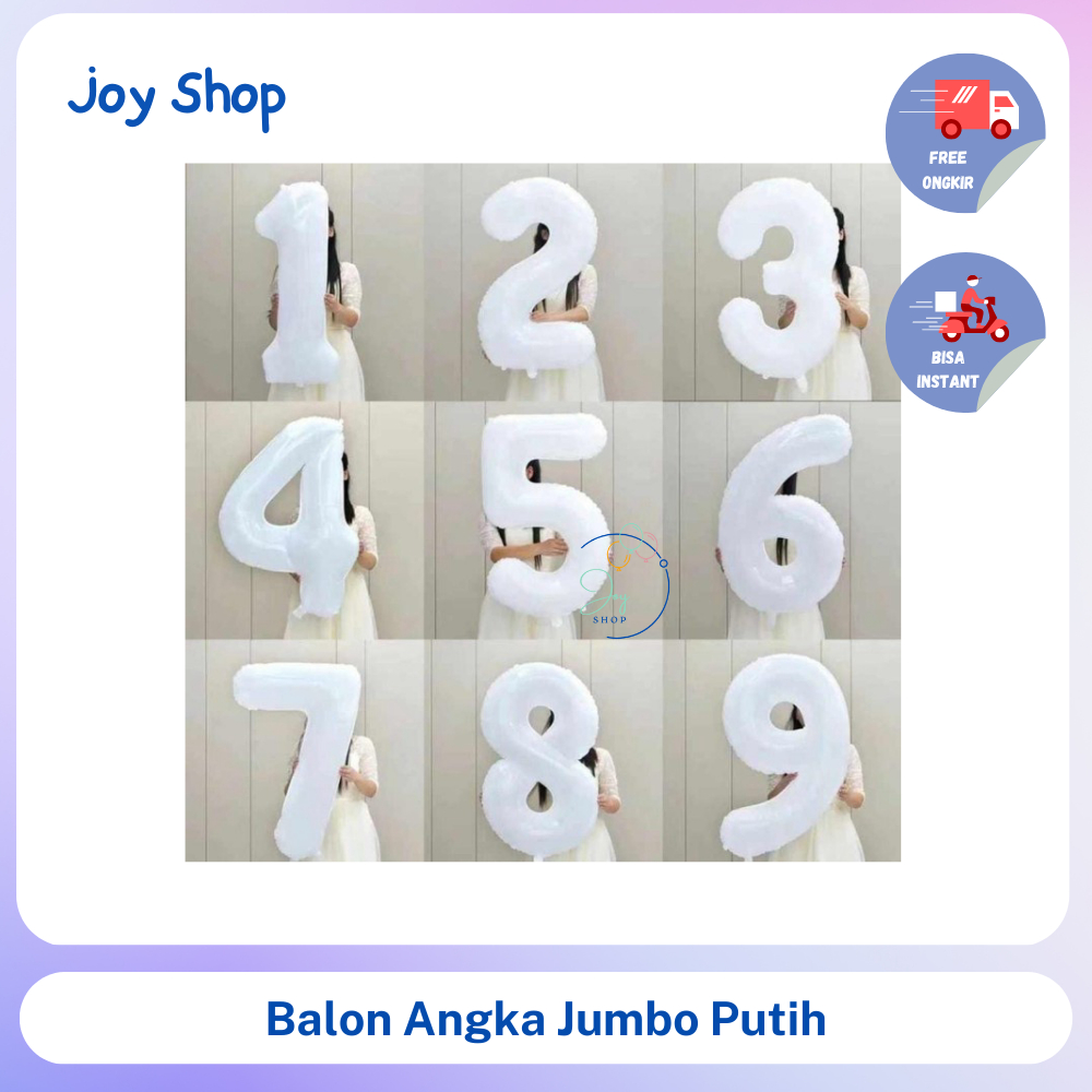 Jual Balon Foil Angka Ukuran 80cm Jumbo Warna Putih | Shopee Indonesia