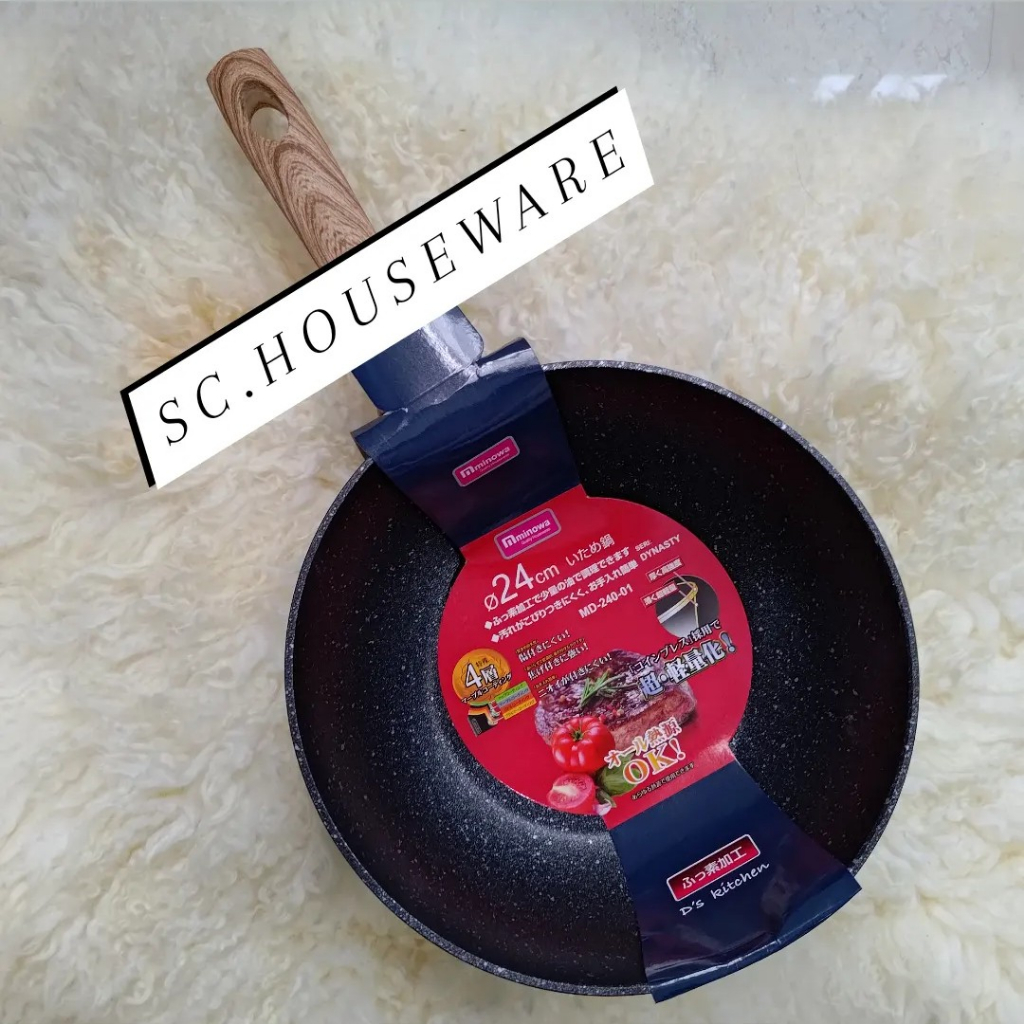 Jual [ DISKON VOUCHER s/d 80% LIVE XTRA ] Deep Wok Fry Pan Minowa Keramik Dalam Marble 20cm ...