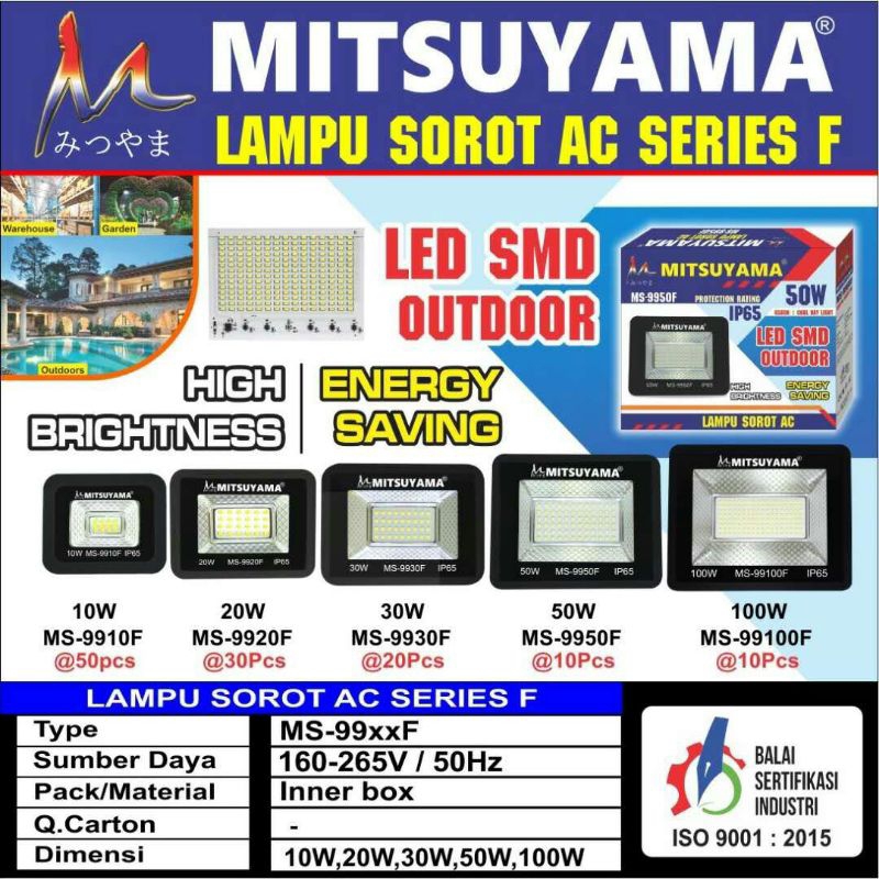 Jual Lampu sorot kap sorot lampu tembak flood light 30 watt IP65 Mitsuyama MS-9930F | Shopee ...