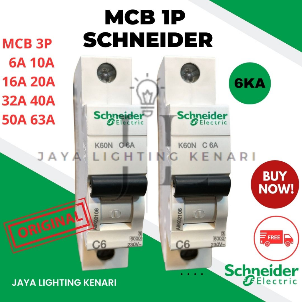 Jual MCB SCHNEIDER 1P PHASE 6A 10A 16A 20A ORIGINAL MCB 1 PHASE | Shopee Indonesia