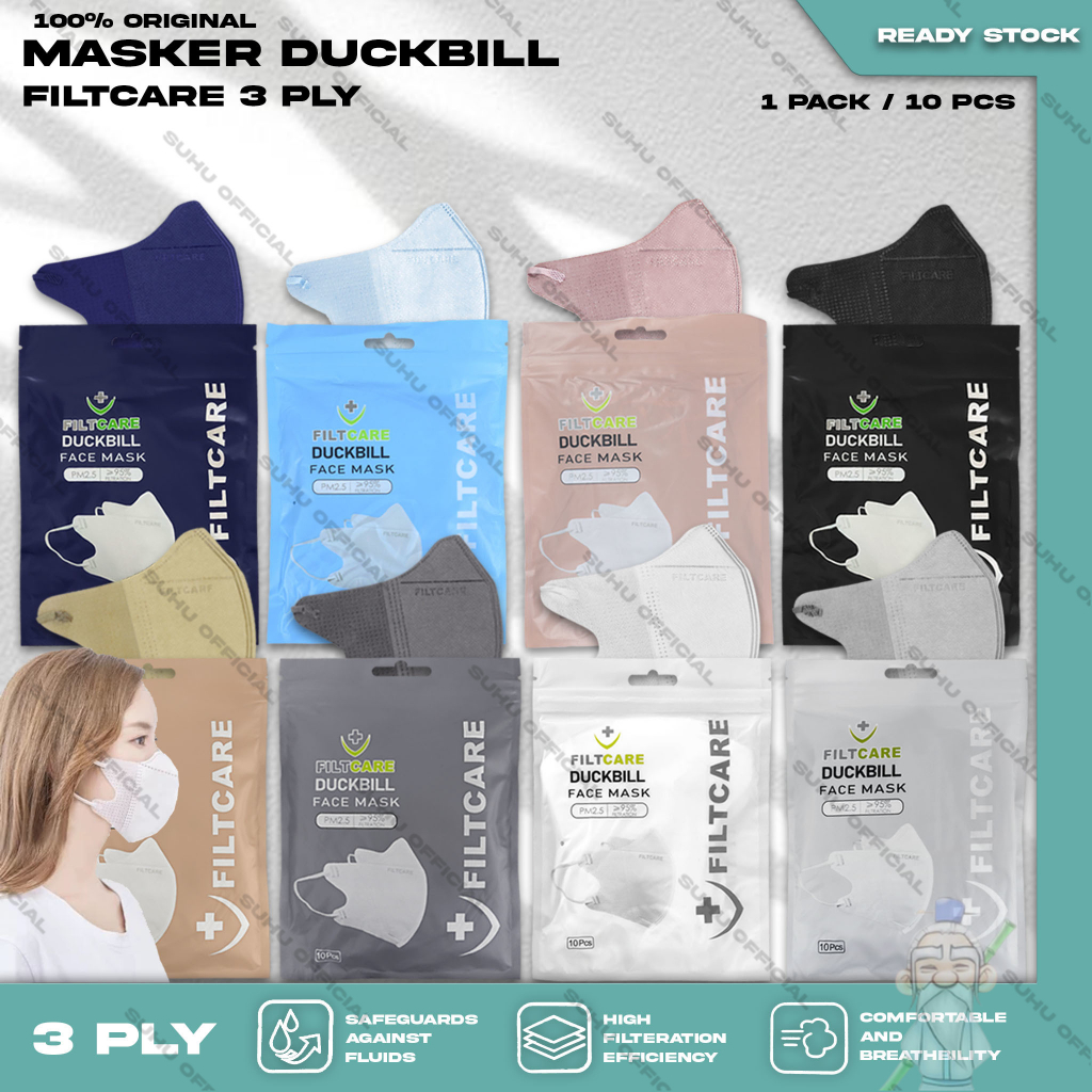 Jual Masker Duckbil FILTCARE 3Ply isi 10Pcs Putih Hitam Abu Warna ...