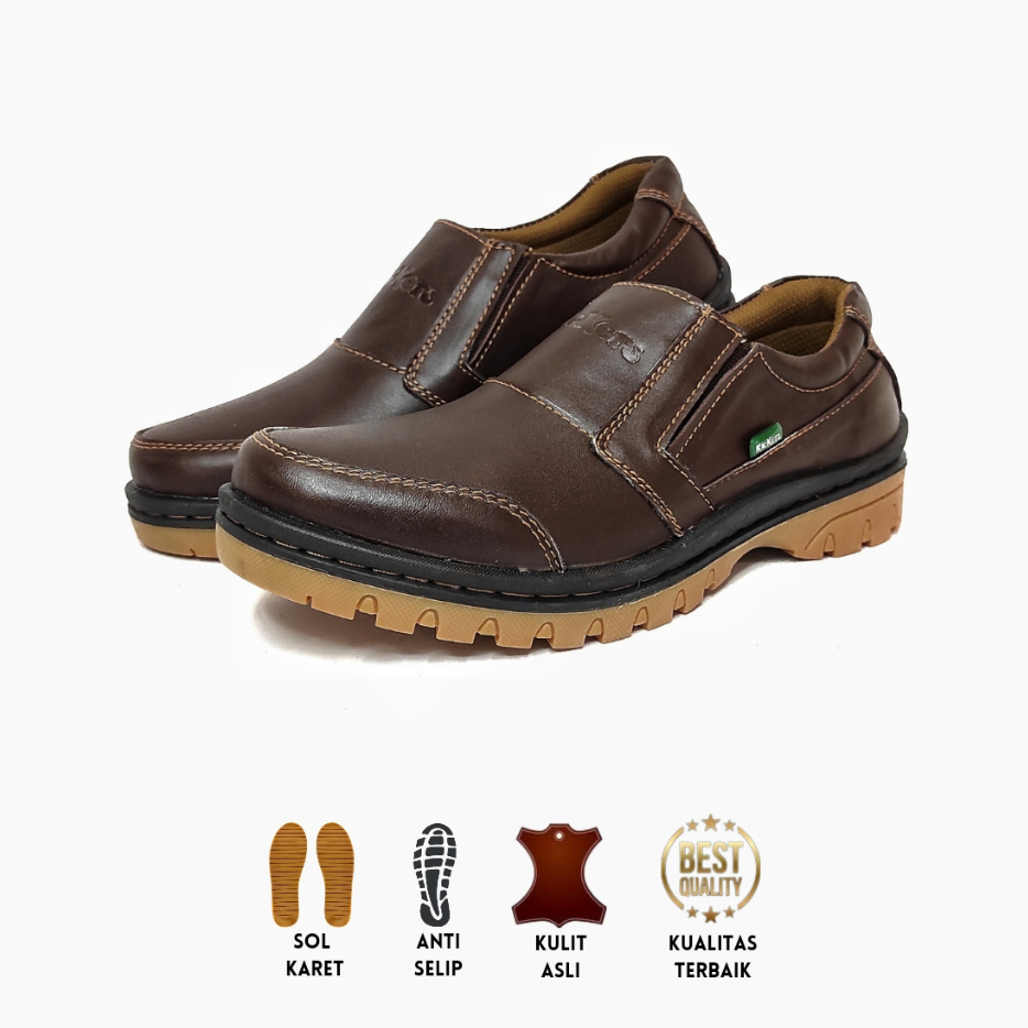 Jual Sepatu Casual Pria Kickers Bahan Kulit Asli F12 | Shopee Indonesia