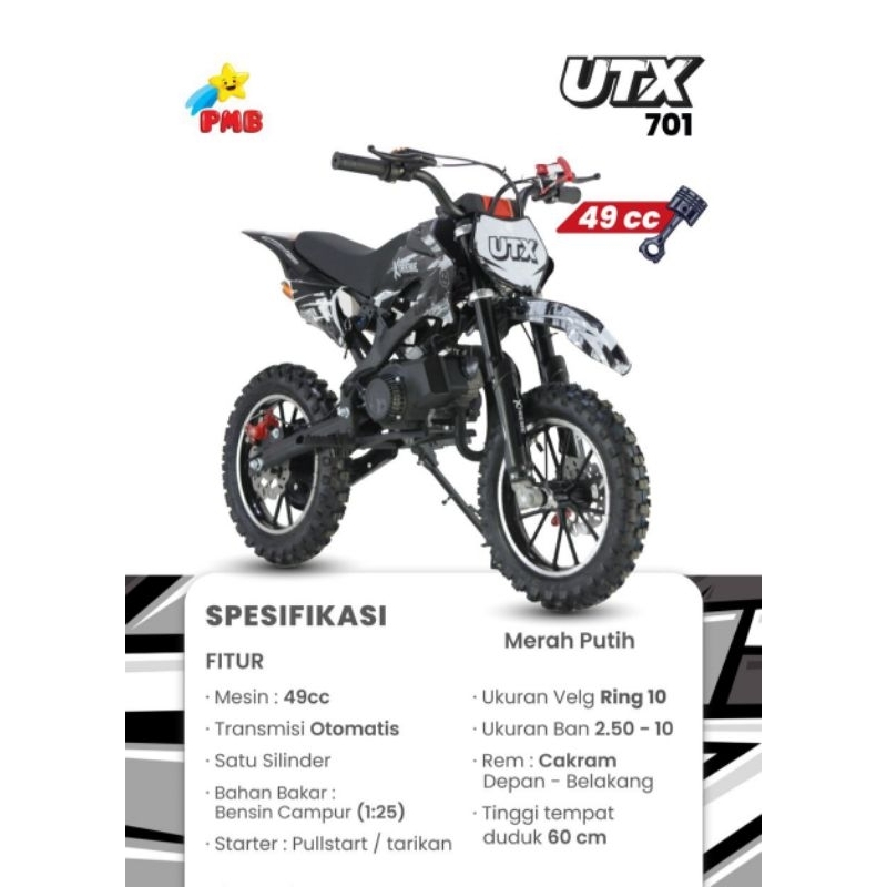 Jual Motor Mini Trail PMB UTX 701 UTX-701 UTX 503 UTX-503 50cc mainan ...