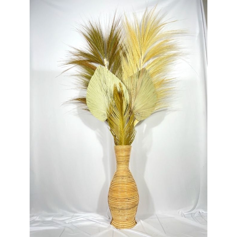 Jual Paket Bunga Kering Rayung Stick Tanpa Vas/Daun Palem Kering Rustic ...
